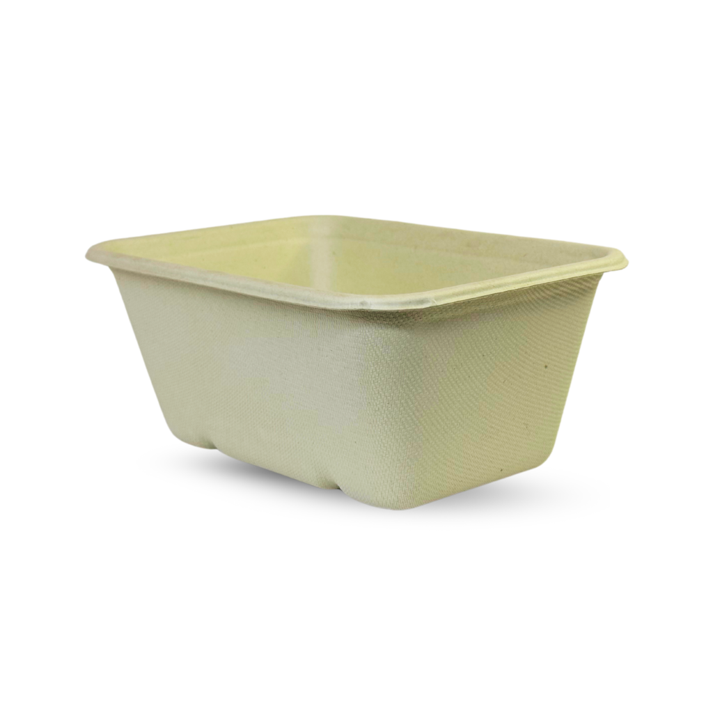 Rectangular Brown Bagasse Parcel Container With Lid 1000ml - Envirozen
